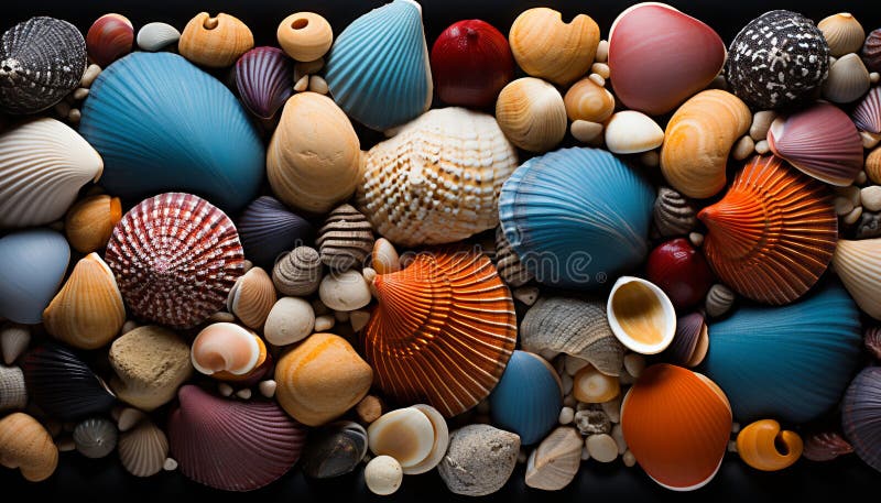 Large Group of Multi Colored Seashells Create Beautiful Underwater ...