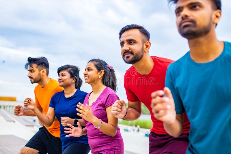 Large Group of Multi Generation People Running a Race Competition Stock ...