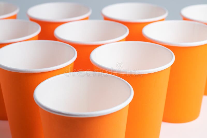 Large Group of Orange Disposable Paper Cups Stock Image - Image of ...