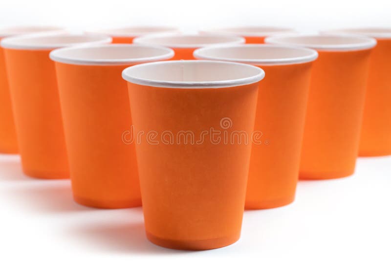 Large Group of Orange Disposable Paper Cups Stock Photo - Image of ...