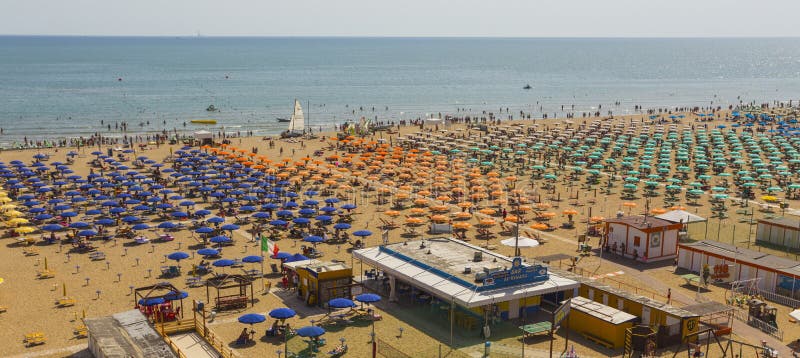 Large Group of Parasols at the Beach of Rimini Editorial Photo - Image ...