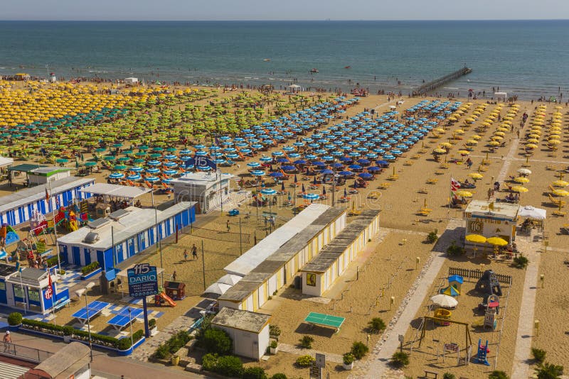 Large Group of Parasols at the Beach of Rimini Editorial Image - Image ...