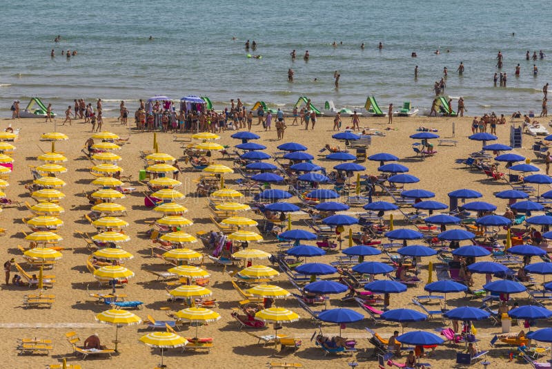 Large Group of Parasols at the Beach of Rimini Editorial Image - Image ...