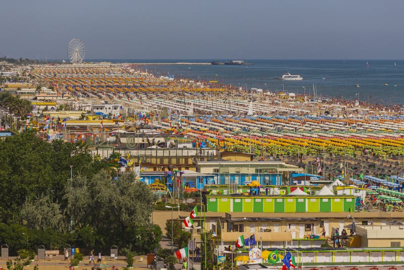 Large Group of Parasols at the Beach of Rimini Editorial Stock Photo ...