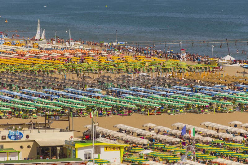Large Group of Parasols at the Beach of Rimini Editorial Photo - Image ...