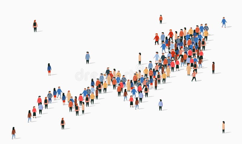 Large Group of People in an Arrow. Stock Vector - Illustration of ...