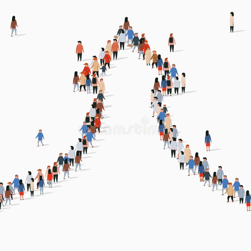 Large Group of People in an Arrow. Stock Vector - Illustration of ...