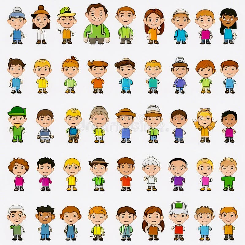 A Large Group of People, Cartoon People, Population, Diversity. Stock ...