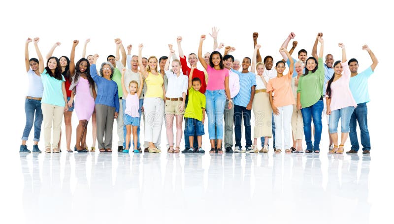 Large Group of People Celebrating Stock Photo - Image of girls, arms ...