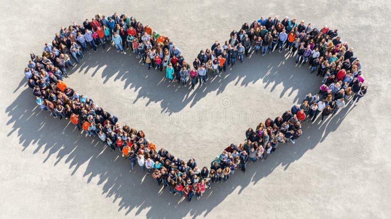 Large Group of People Creating a Heart Shape Together Stock Photo ...