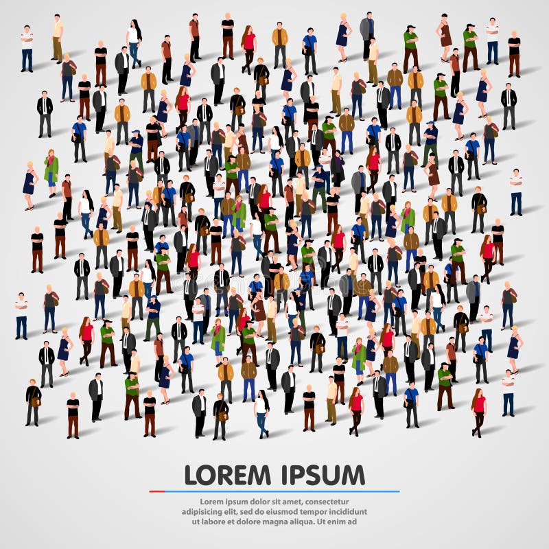 Large Group of People Crowded on White Background. Stock Vector ...