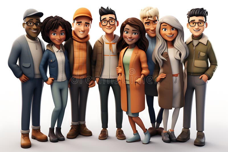 Large Group of People. 3d Character Illustration Stock Illustration ...