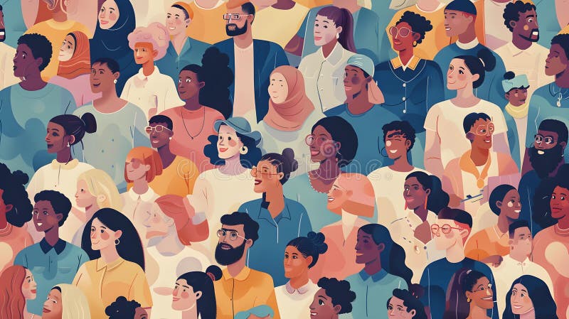 Large Group of People of Different Nationalities and Cultures Stock ...