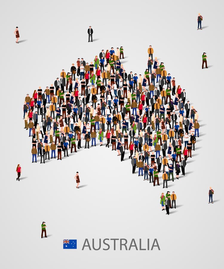 Large Group of People in Form of Australia Map. Background for ...