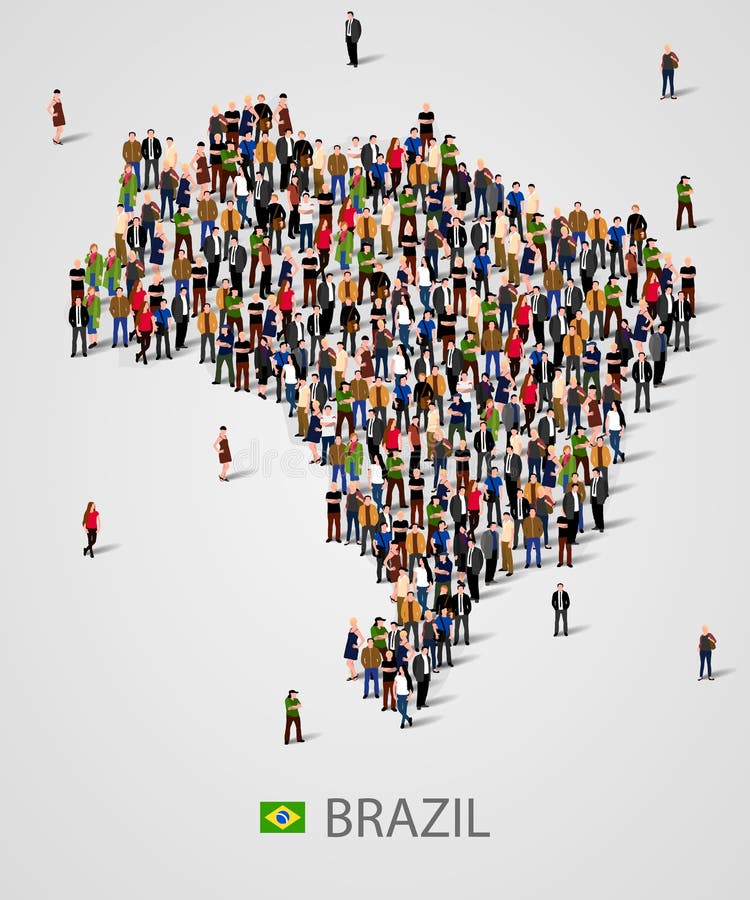 Large Group of People in Form of Brazil Map. Background for ...