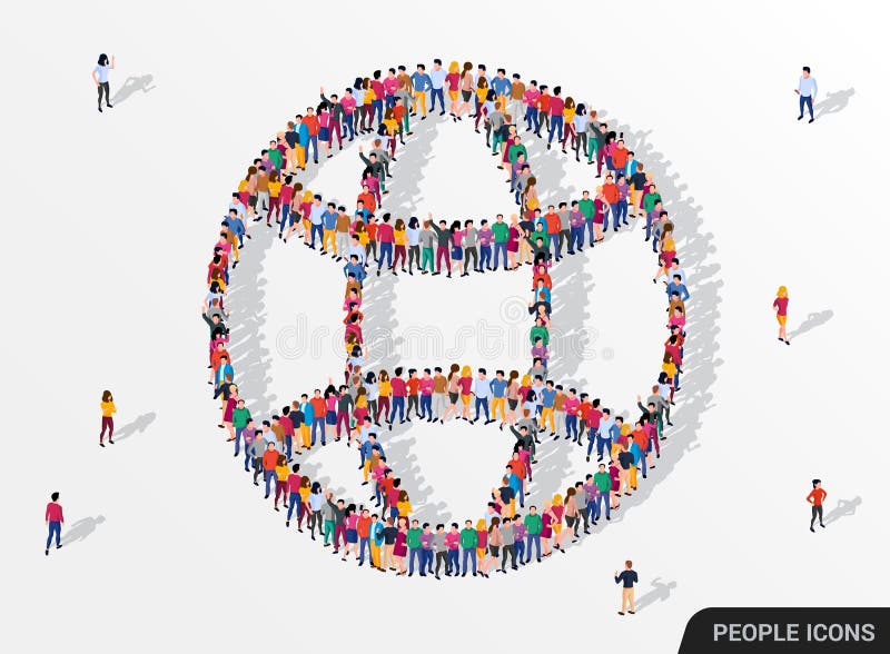 Large Group of People in the Form Globe Sign. Internet Symbol Stock ...