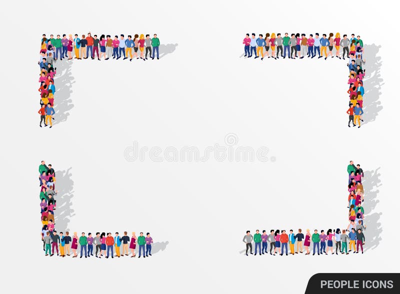 A Large Group of People in the Form of Square Frame. Stock Vector ...