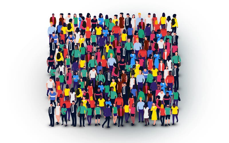 A Large Group of People in the Form of Square Frame Stock Vector ...
