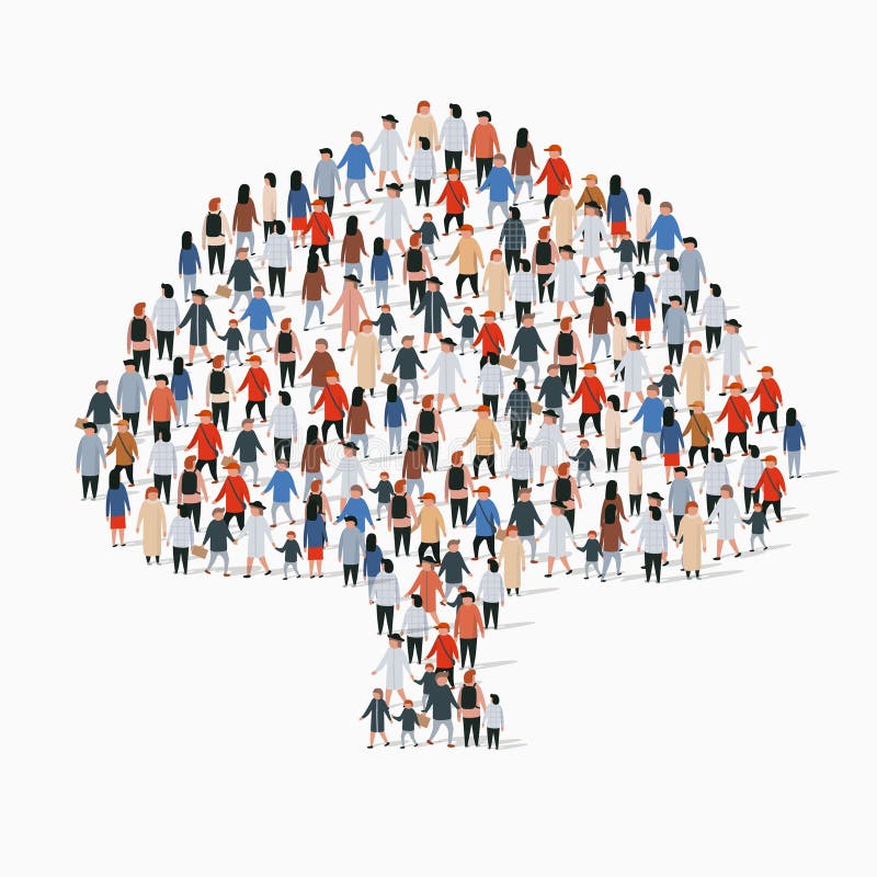 Large Group of People in Form of Tree Stock Vector - Illustration of ...