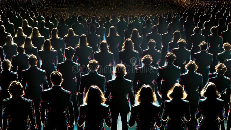 Large Group of People in Formal Attire Facing Forward Stock Video ...