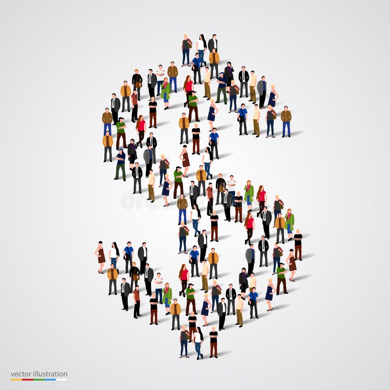 Large Group of People Forming the Dollar Sign Stock Vector ...