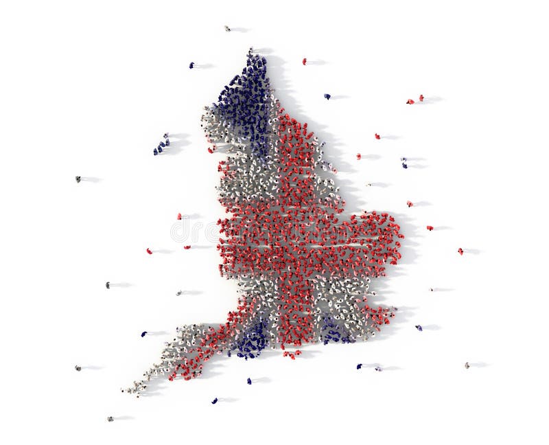 Large Group of People Forming England Map Concept. 3d Stock ...