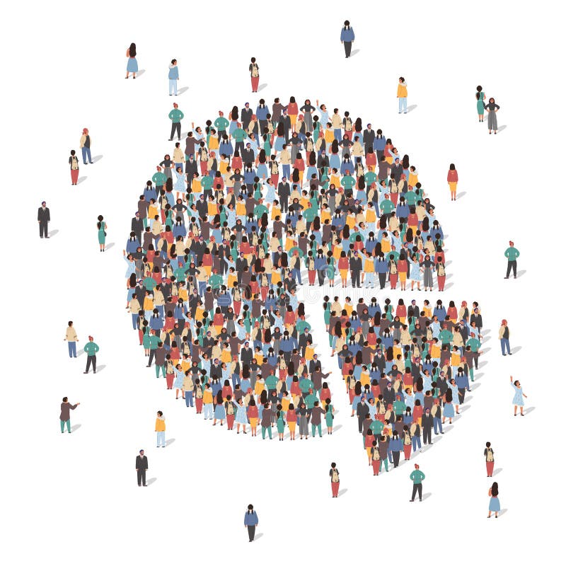 Large Group of People Forming Pie Chart, Flat Vector Illustration ... Large Group of People Forming Pie Chart, Flat Vector Illustration ...