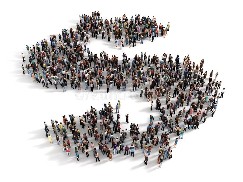 Large Group of People Forming the Symbol of a Dollar Sign. Concept of ...