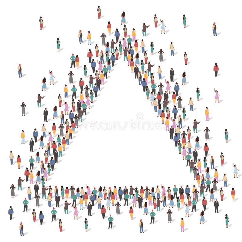 Large Group of People Forming Triangle Geometry Shape Frame Stock ...