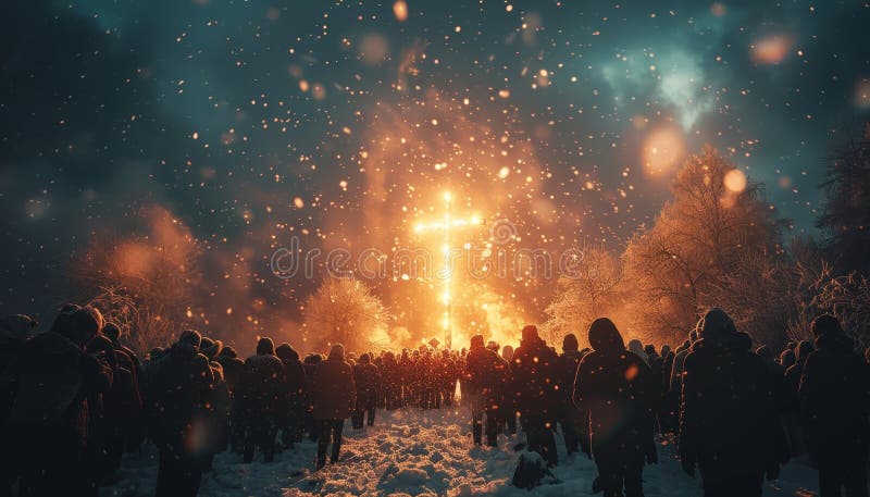 A Large Group of People are Gathered Around a Cross by AI Generated ...