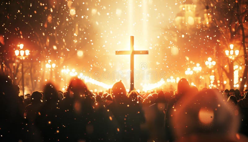 A Large Group of People are Gathered Around a Cross by AI Generated ...