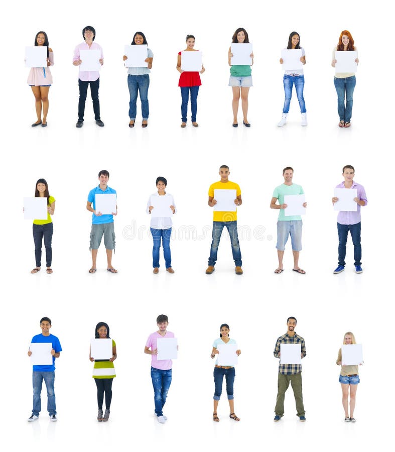 Large Group of People Holding Board Stock Image - Image of announcement ...