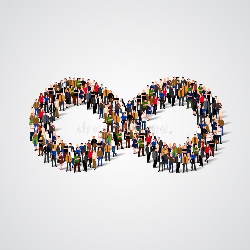 Large Group of People in the Infinity Sign Shape Stock Vector ...