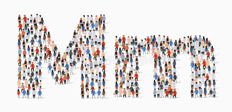 Large Group Of People In Letter M Form Stock Vector - Illustration of ...