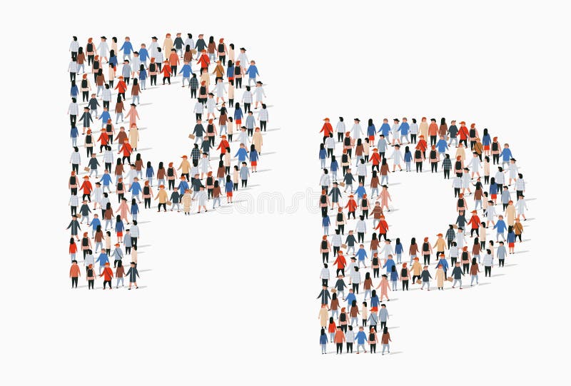 Large Group of People in Letter P Form Stock Vector - Illustration of ...