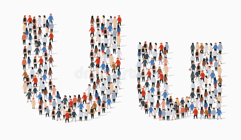 Large Group of People in Letter U Form Stock Vector - Illustration of ...