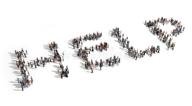 Large Group of People Need for Help. Stock Illustration - Illustration ...