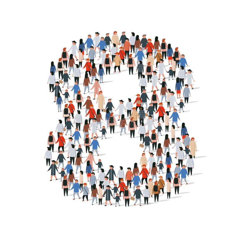 Large Group of People in Number 8 Eight Form Stock Vector ...