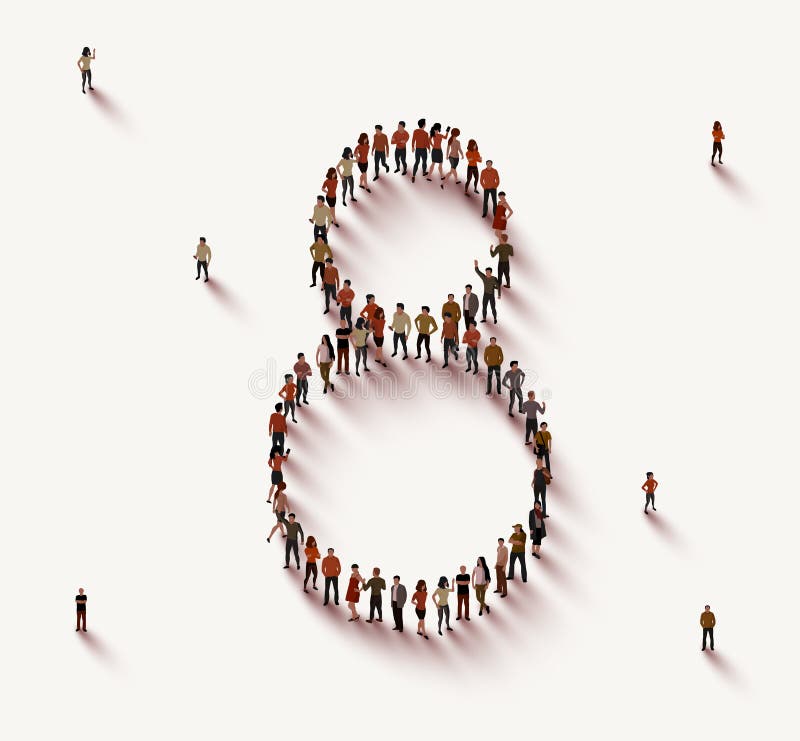 Large Group of People in Number 8 Eight Form Stock Vector ...