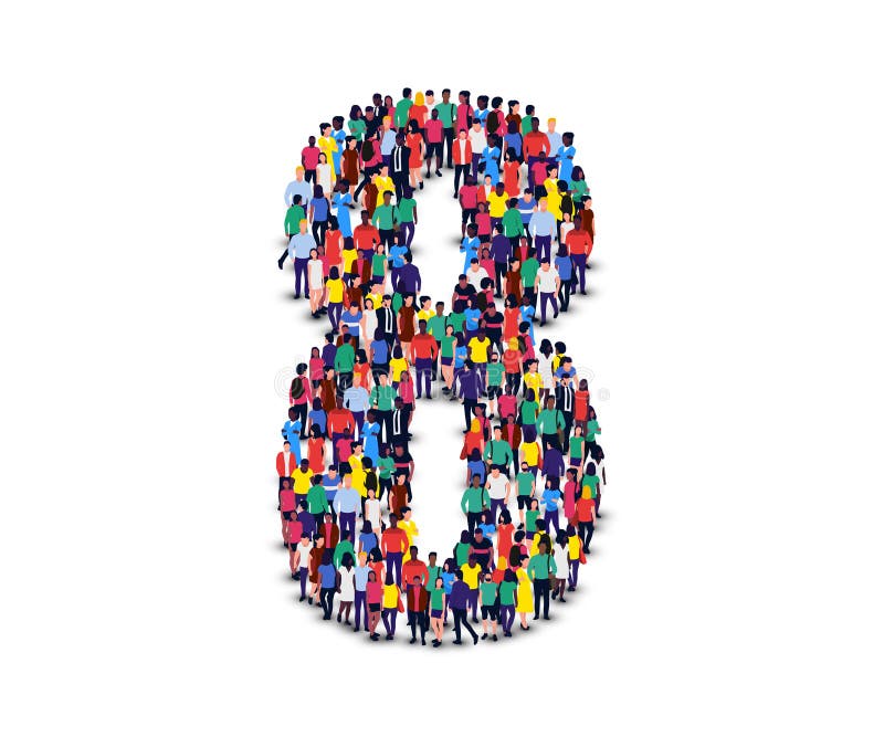 Large Group of People in Number 8 Eight Form Stock Vector ...