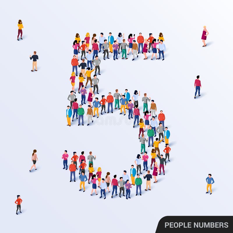Large Group of People in Number 5 Five Form Stock Vector - Illustration ...