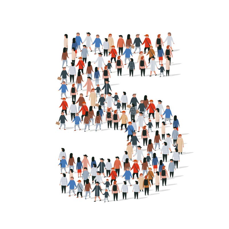 Large Group of People in Number 5 Five Form Stock Vector - Illustration ...