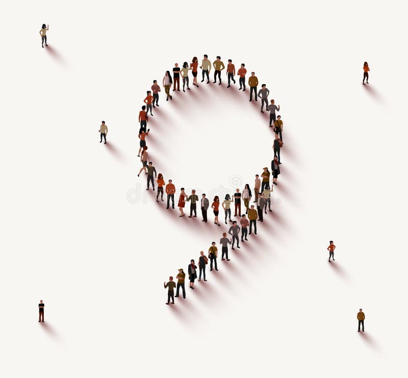 Large Group of People in Number 9 Nine Form Stock Vector - Illustration ...