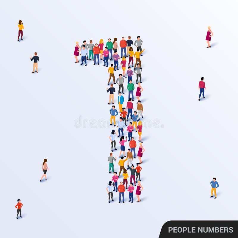 Large Group of People in Number 1 One Form Stock Vector - Illustration ...