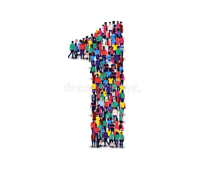 Large Group of People in Number 1 One Form Stock Vector - Illustration ...