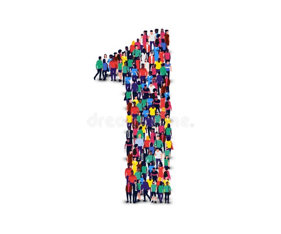 Large Group of People in Number 1 One Form Stock Vector - Illustration ...