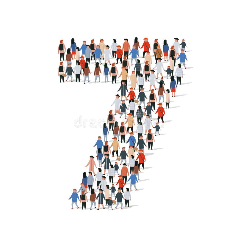 Large Group of People in Number 7 Seven Form Stock Vector ...