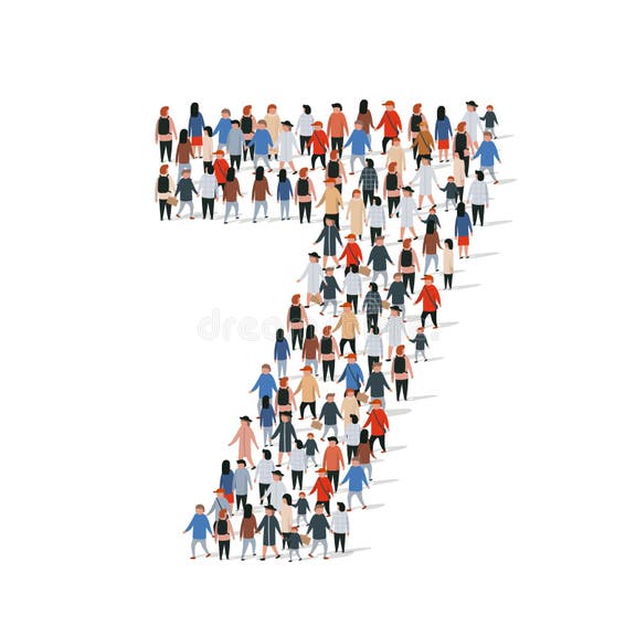 Large Group of People in Number 7 Seven Form Stock Vector ...