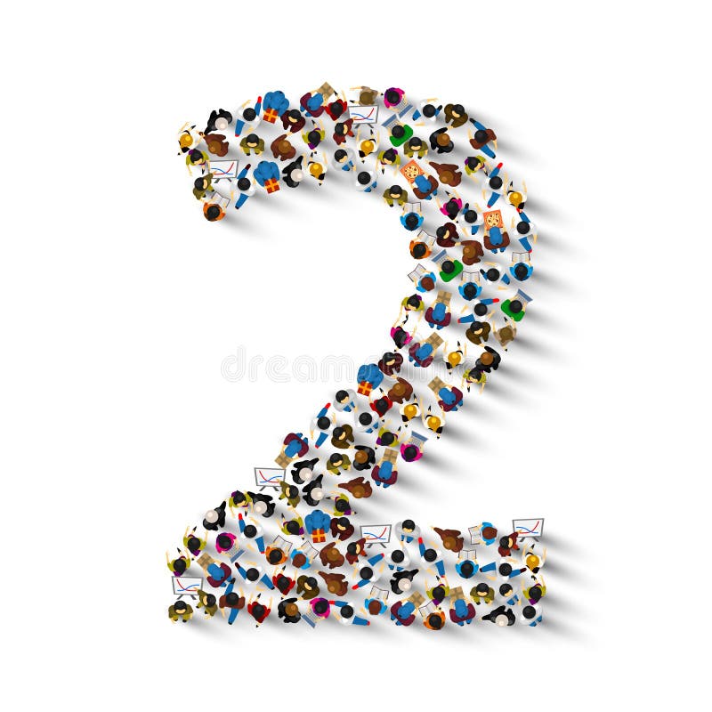 Large Group of People in Number 2 Two Form. Stock Vector - Illustration ...
