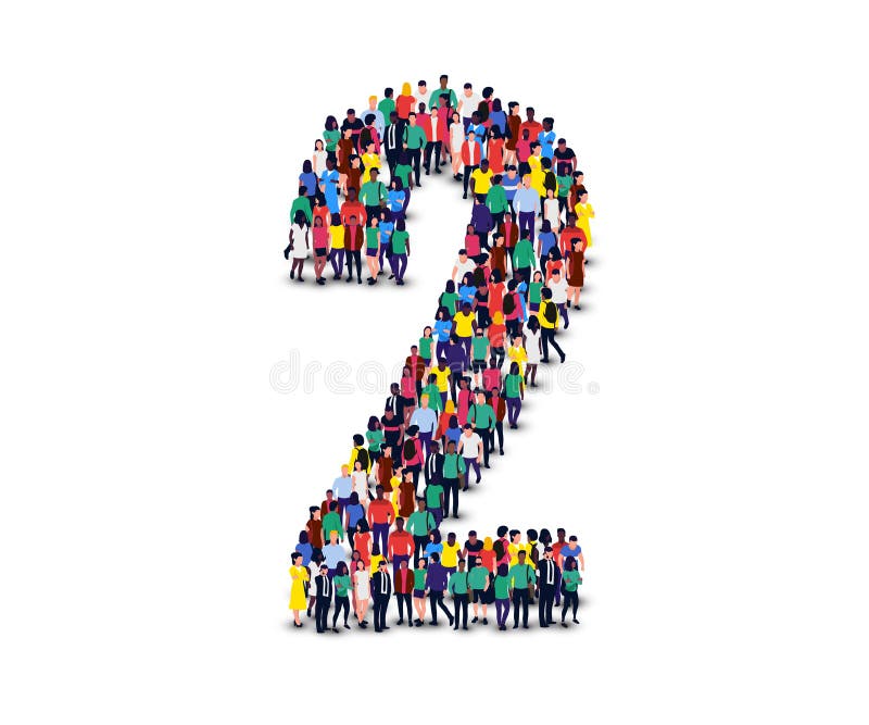 Large Group of People in Number 2 Two Form Stock Vector - Illustration ...
